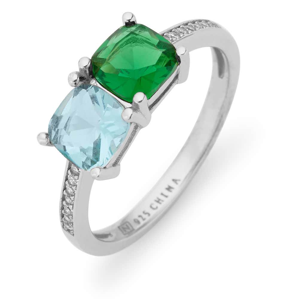 Sterling Silver Pave Set 2 Stone Cushion Cut Birthstone Ring Eve s sterling-silver-pave-set-2-stone-cushion-cut-birthstone-ring-eve-s